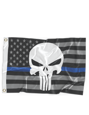 Long Tooth Skull - Blue line – flagmad